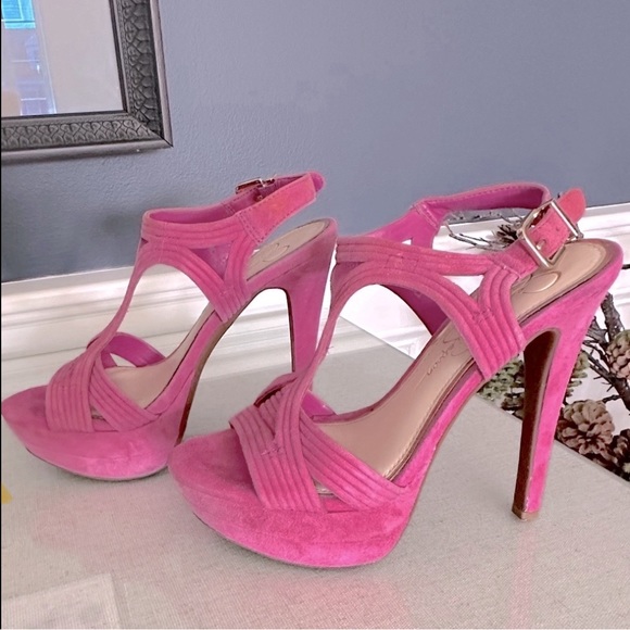 Jessica Simpson | Shoes | Jessica Simpson Hot Pink Suede Platform Pumps ...